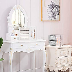 Acrylic Jewelry Organizer Box, Clear Earring Holder Jewelry Hanging Boxes with 4 Velvet Drawers for Earrings Ring Necklace Bracelet Display Case Gift for Women, Girls