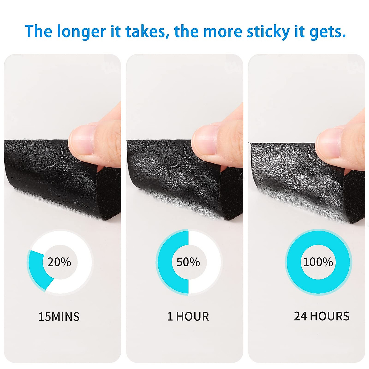 Industrial Strength Sticky Back Hook and Loop Strips | 2 x 6 Inch 8 Sets | Aniced Heavy Duty Self Adhesive Strips for Sofa Couch Cushions, Rug, Mattress - Black