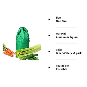 MORSNE celery fresh bag organic celery storage bags prevent ripening-veggie washable durable (Green-Celery -1 pack)