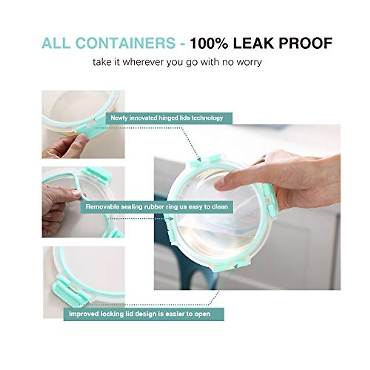 Emica Glass Food Container Set-6 Pack, Glass Amber Color Meal Prep Containers, Food Prep Containers Glass with Lids, Airtight Glass Bento Boxes (6 Containers & 6 Lids)