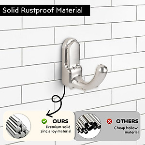 Metaliby 2 Pack Bathroom Hooks for Towels, Brushed Nickel Towel Hooks for Bathrooms Wall Mounted, Bath Towel Robe Hook, Bathroom Wall Hooks for Hanging Towels Coat