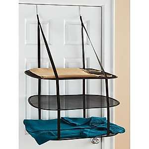 Greenco 3 Tier Over The Door Folding Drying Rack |for Clothing, Sweater, Garment, and Room Organization| Dryer Racks for Laundry Perfect for Small Spaces, Apartments, Dorm Rooms, and Bathrooms|Black