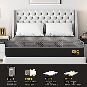 EGOHOME 12 Inch Queen Copper Gel Memory Foam Mattress, Therapeutic Mattress for Back Pain Relief, Cooling Gel Double Mattress Bed in a Box, Made in USA, CertiPUR-US Certified, 60”x80”x12”, Black