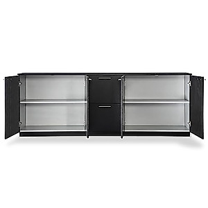 Zuri Furniture Reagan Modern Polished Cabinet Credenza - Black