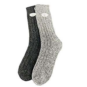 Sierra Socks Women's Thick Hiking Warm Wool Crew Socks (Black/Charcoal, Large)