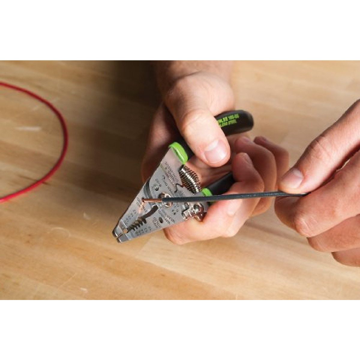 Greenlee 1955-SS Stainless Steel Wire Stripper for 10-18 AWG Solid and 12-20 AWG Stranded, Heavy-Duty Stripper, Cutter, and Crimper Tool