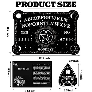 Pendulum Dowsing Divination Board Set Black Wooden Talking Board with Planchette Accessories for Teens Adults Birthday Party and Family Gatherings Games Supplies (Pentagram Style)