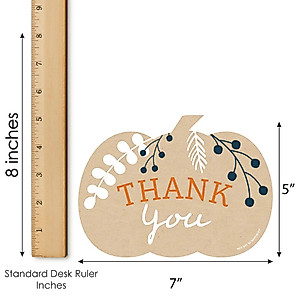 Big Dot of Happiness Happy Thanksgiving - Shaped Thank You Cards - Fall Harvest Party Thank You Note Cards with Envelopes - Set of 12