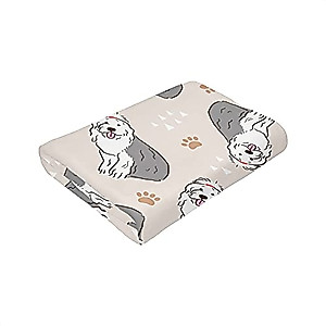 Cute Throw Blanket Old English Sheepdog Super Soft Micro Flannel Fall Plush Lightweight Baby Blankets Bed Couch, Sofa, Travel for Men Women Kids Gifts Size 50x40 inch