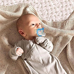 RaZbaby JollyPop Newborn Pacifier 0-3 Months - Soft, BPA-Free Silicone, USA-Made, Durable One-Piece, Dishwasher Safe, Sterilizable - Blue, Pack of 2