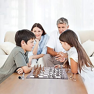 15" Figures Egyptian Style Chess Sets for Adults and Cardboard Chess Board Family Large Folding Chess Board Game 3D Resin Chess Pieces and Storage Slots