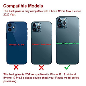 Perzework OEM Rear Back Glass Replacement (Pacific Blue) Compatible with iPhone 12 pro max 6.7 inches All Carriers with Pre-Installed Adhesive and Repairing Tool Kits