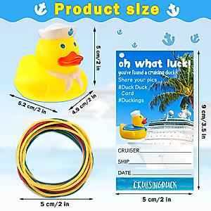 Duck Tag Cruise Kits Includes Rubber Sailing Ducks for Cruise Ships, Duck Tag Cruise Ducking Game Carnival Rubber Duck Duck Tag Card and Rubber Bands for Hiding Carnival (60)