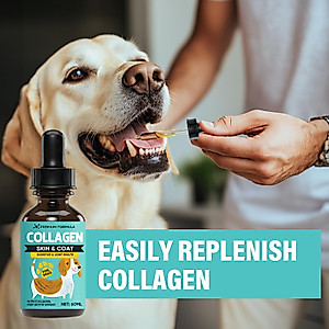 Liquid Collagen for Dogs, Dog Collagen Skin and Coat Supplement, Itch Relief for Dogs and Cats, Daily Collagen Drops Supports Joints and Digestive System Health