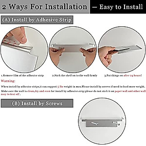 JDYOOMI Acrylic Floating Wall Shelves - Small Stick-on Wall Mounted Phone Shelf Holder Wipes Rack Smart Speaker Shelf for Bathroom,Kitchen,Toilet,Bedroom,Office - White