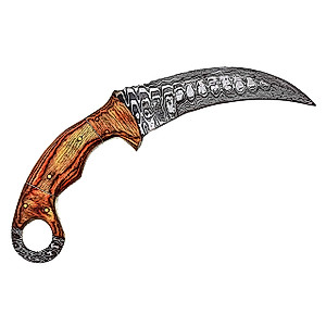 Damascus Steel Hunting Knife - Fixed Blade Knives with Sheath - Firm Grip Handle