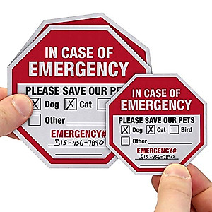 SmartSign “in Case of Emergency Please Save Our Pets" Pet Rescue Decal Set | Two 4"x4" & One 2.75"x2.75" Engineer Grade Reflective Adhesive Labels