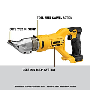 DEWALT 20V MAX Metal Shear, Swivel Head, 18GA, Tool Only (DCS491B)