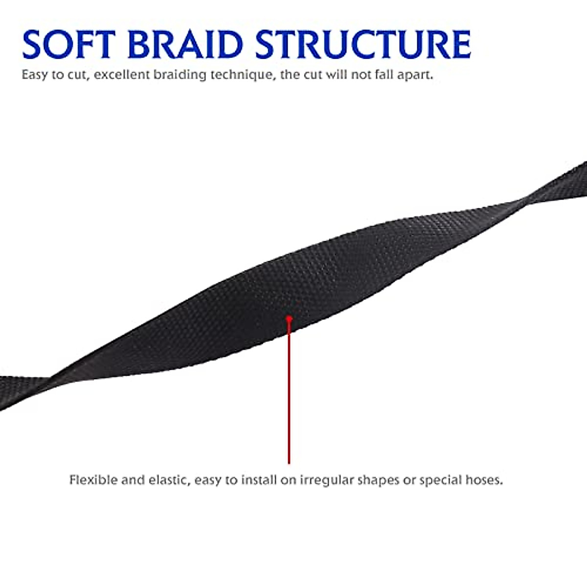 1/2" 5FT Heat Shrink Braided Tubing, Flexible Shrinkable Fabric Sleeve, Tear-Resistant for Protection Automotive Cable Marine Mechanical Wires Abrasion