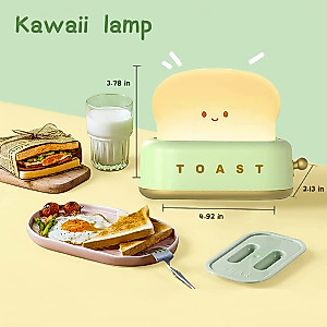 Kawaii Toaster Lamp, Smile Face Night Light for Room Decor, Timming, Dimmable Rechargeable Table Lamp for Bedroom, LED Small Lamp, Mini Aesthetic Stuff, Kids Bedside Lamps, Cute Christmas Gifts