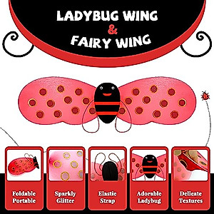 INNOCHEER Ladybug Costume for Girls 2-10, Halloween Costumes for Kids Girls Ladybug Costume Toddler with Accessories Toys, M (4-5years Old)