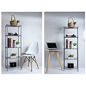 5 Wire Shelving Metal Rack Adjustable Unit Storage Shelves for Laundry Bathroom Kitchen Pantry Closet Silver