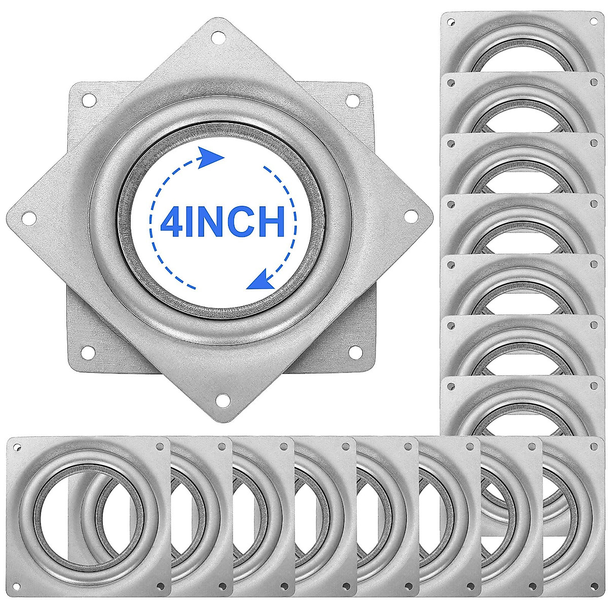 12Pack Black Lazy Susan Turntable Bearings, 4”Square Rotating Plate, 300lbs Capacity 5/16”Thick Swivel Plate for DIY Lazy Susan Project Storage Organizer Rack Cake Decorating Sculpture Displays