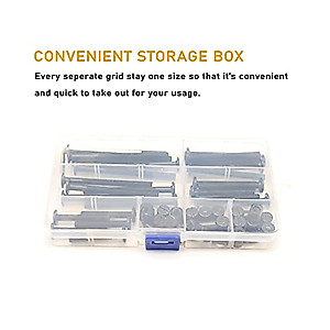 binifiMux 50pcs Black Hex Socket Cap Bolts Barrel Nuts Assortment Kit for Crib Baby Bed Cots Furniture, M6 x 40mm/ 50mm/ 60mm/ 70mm/ 80mm