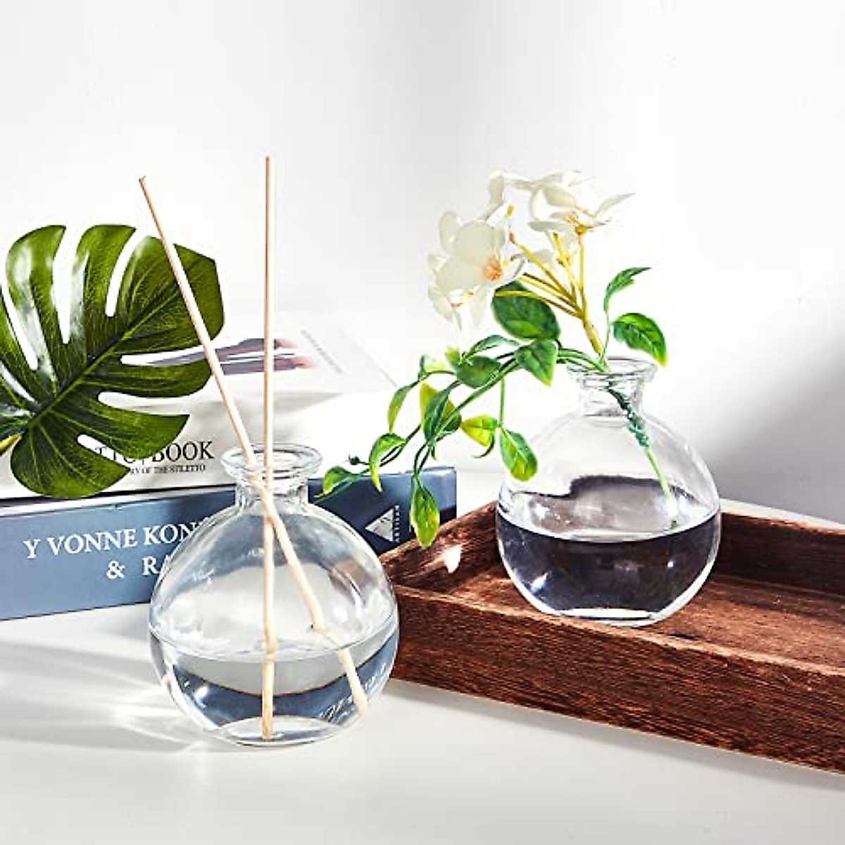 12 Pcs Spherical Glass Bottles with Cork 8.5 oz Round Potion Bottles Clear Halloween Potion Bottles Decor Decorative Glass Sphere Jar for Sand Costume Props DIY Crafts