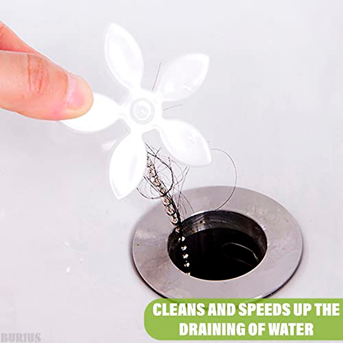 6Pcs Shower Hair Drain Catcher Shower - Disposable Hair Catcher Shower Drain Bathtub Drain Stopper Chain Flower Drain Protector Hook for Sink - Toilet Clog Remover Heavy Duty Drain Hair Catcher BURIUS