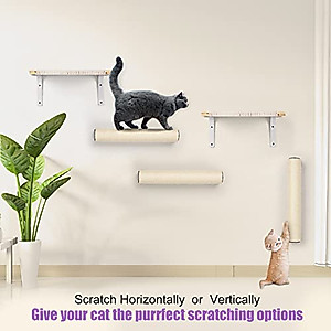 BEBOBLY Wall Mounted Cat Scratching Post for Indoor Cats | Kitten Wall Shelves Climbing Furniture| Sisal Rope Cat Claw Scratcher Tree | Solid Wooden Walkway for Cage Mounted Climbing Relaxing