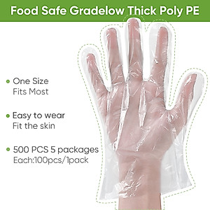Disposable Food Prep Gloves - 500 PCS Disposable Plastic Gloves forFood Safe, Food Handling, Cooking，One Size Fits Most