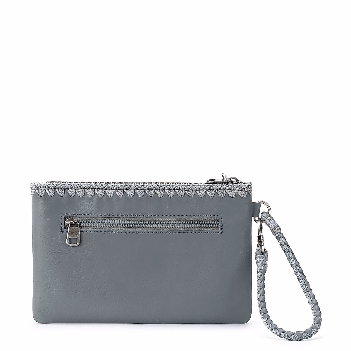 The Sak Vita Wristlet in Leather, Convertible Design with Adjustable Straps, Dusty Blue