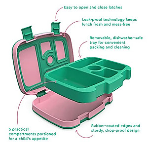 Bentgo® Kids Prints Leak-Proof, 5-Compartment Bento-Style Kids Lunch Box - Ideal Portion Sizes for Ages 3 to 7 - BPA-Free, Dishwasher Safe, Food-Safe Materials (Tropical)