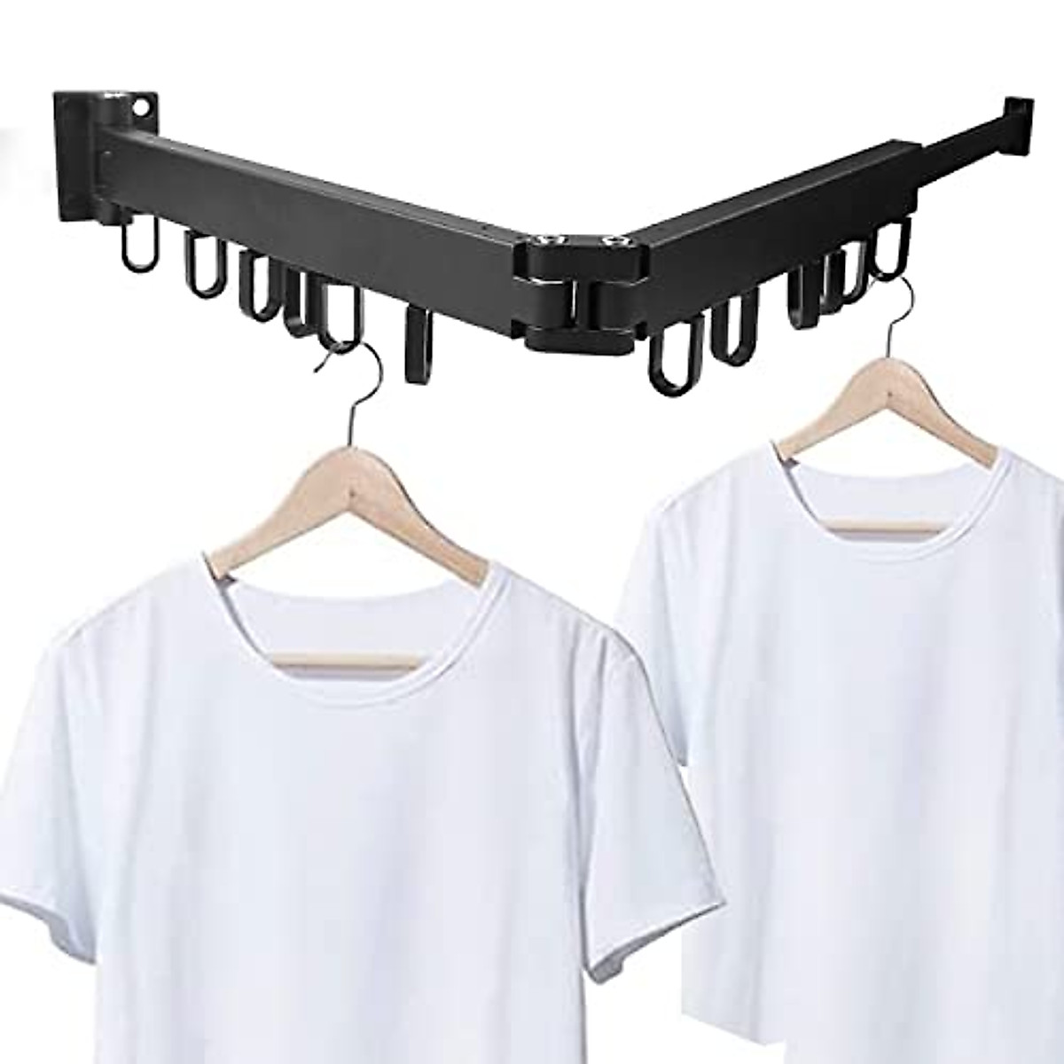 Clothes Drying Rack, Wall Mounted Clothes Hanger Collapsible Clothes Dry Racks with 12 Clothes Pegs for Balcony Mudroom Bedroom (90cm)