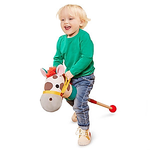 Battat – Classic Hobby Horse – Plush Stick Horse – Wooden Pole & Sensory Textures – Realistic Sounds – 2 Years + – Pony Pal