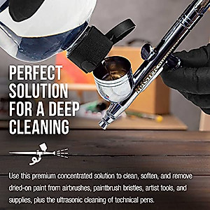 U.S. Art Supply Airbrush Cleaner, 16-Ounce Pint Bottle - Fast Acting Cleaning Solution, Quickly Remove Water-Based Acrylic Paint, Watercolor, Makeup - Clean Clogged Airbrushes, Brushes, Artist Tools
