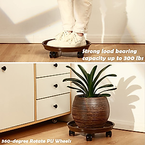 8 Packs Large Plant Caddy with PU Wheels 12" Rolling Plant Stands Heavy-duty Plastic Plant Roller Base Pot Movers Plant Saucers on Wheels Indoor Outdoor Plant Dolly with Casters Planter Tray Coaster