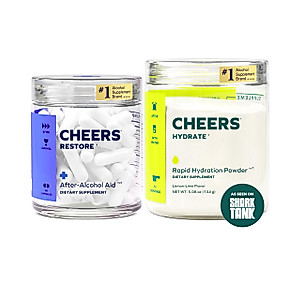 Cheers Classic Combo | Restore + Hydrate | Rehydrate & Feel Better After Drinking | DHM, L-Cysteine, B-Vitamins, Electrolytes | 12 Doses Each | Liver Support | Electrolyte Supplements