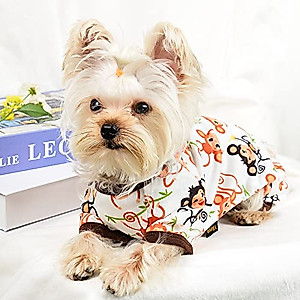 Dog Pajamas for Small Dogs Girl Boy Puppy Pjs Summer Pet Onesies for Chihuahua Yorkie Teacup Cute Soft Material Stretch Able Cat Clothes Outfit Apparel Doggy Jumpsuit (X-Large, Monkeys)