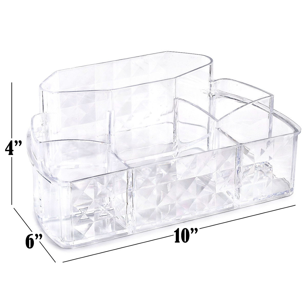Masirs Clear Cosmetic Storage Organizer - Easily Organize your Cosmetics, Jewelry. Looks Elegant Sitting on your Vanity, Bathroom Counter or Dresser. Clear Design for Easy Visibility.