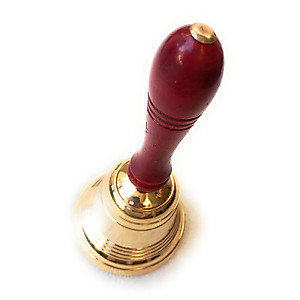 Solid Brass Bell - Hand Bell - Ship Dinner Call Bell School Table Bell W wood Handle - Wedding Bell Gifts