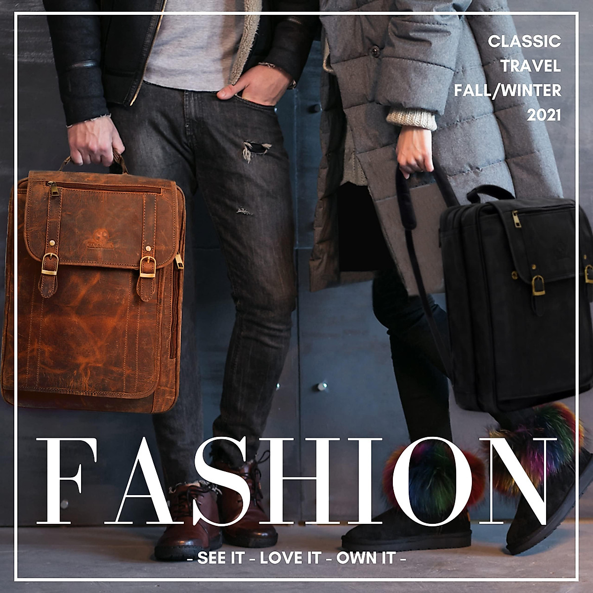 DreamController Leather Backpack Convertible 5in1 Laptop Bag, Shoulder Backpack, Messenger-Crossbody, Trolly Strap, Handle