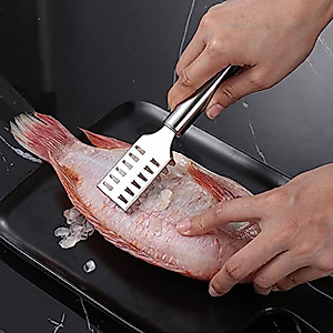 Shrimp Deveiner Tool, 3 in 1 Shrimp Peeler Pack of 3, Oyster Shucking Knife, Fish Scaler Remover, Stainless Steel Seafood tools Set, Home Kitchen Creative Tools, Silver