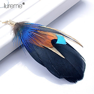 Lureme Bohemian Jewelry Multicolor Drop Shaped Peacock Feather Hook Dangle Earrings (02003508)