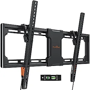 Perlegear Tilt TV Wall Mount for Most 37-75 inch TVs up to 132 lbs, Low Profile Tilting TV Mount Wall Bracket for Flat or Curved TVs, Fits 24”/18”/16” Studs, Max VESA 600x400mm, UL-Listed, PGLT2