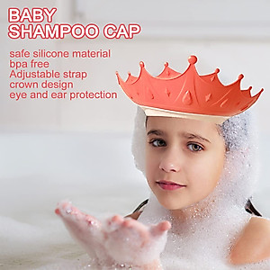 Baby Shower Cap Shield, Adjustable Silicone Shampoo Bath Cap Visor Cap Shower Cap for Kids Toddlers Infants Hair Washing Protect Eye Ear Bath 2 Pack (Blue+Pink)