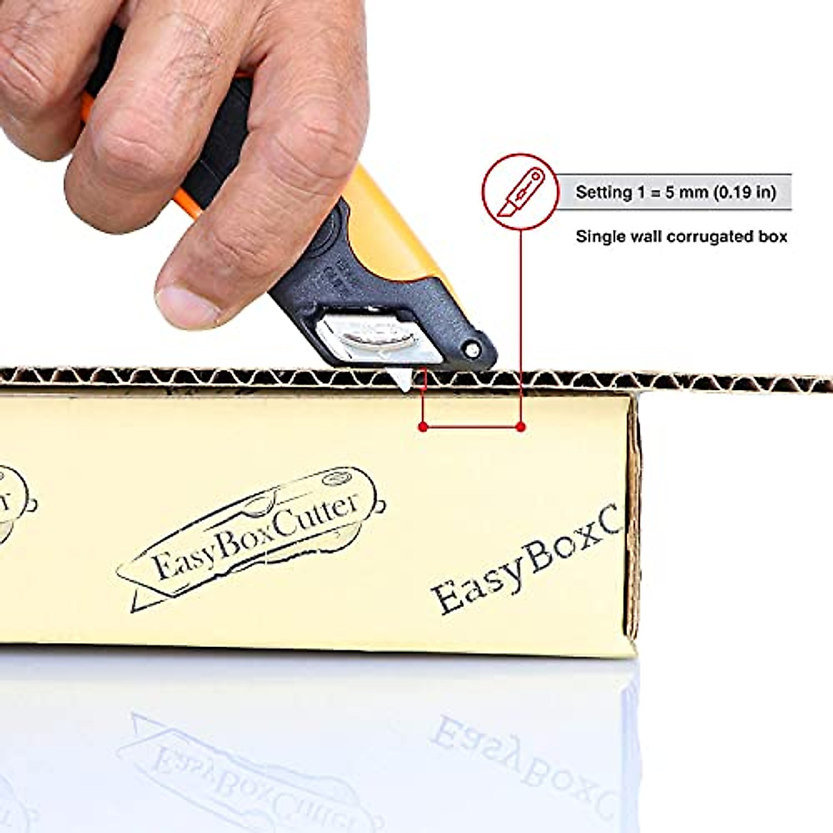 Modern Box Cutter, 3 blade depth setting, Squeeze Trigger and Edge Guides, Holster, Lanyard, Extra Blade - 1000 Orange