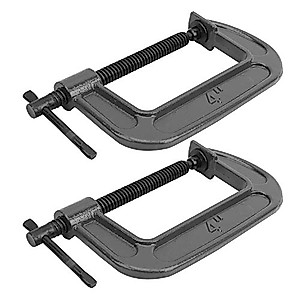 2Pcs Malleable Steel C Clamp, 4 Inch G Clamp with Wide Jaw Openings and T Bar Handle, Wood Working Tool, Welding Clamp, for Woodworking, Welding, Home Improvement and Building