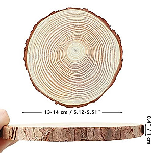 FSWCCK 17 PCS Unfinished Wood Slices for centerpieces 5.1-5.5 Inch,Round Wooden Discs with Tree Bark,Wood Cookies Circles for Crafts Christmas Ornaments,Wood Slice for Rustic Wedding Decoration